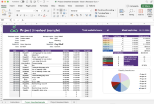 Project and project management timesheet templates
